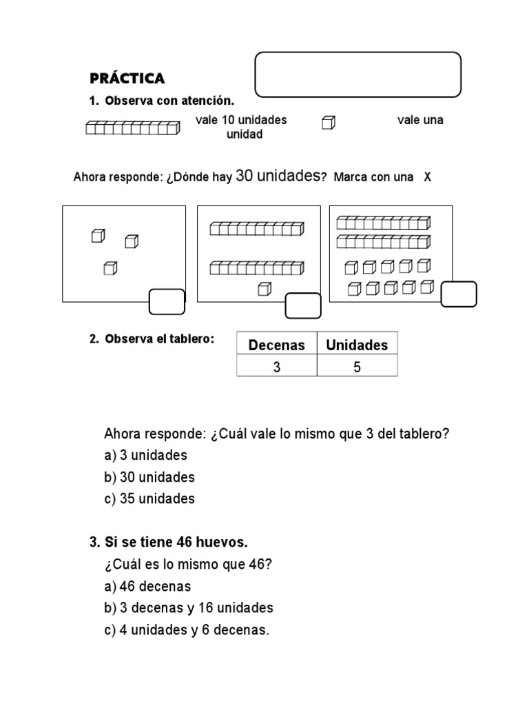 Ejercicios de Decenas y Unidades para Primaria | PDF | Enseñanza de ...