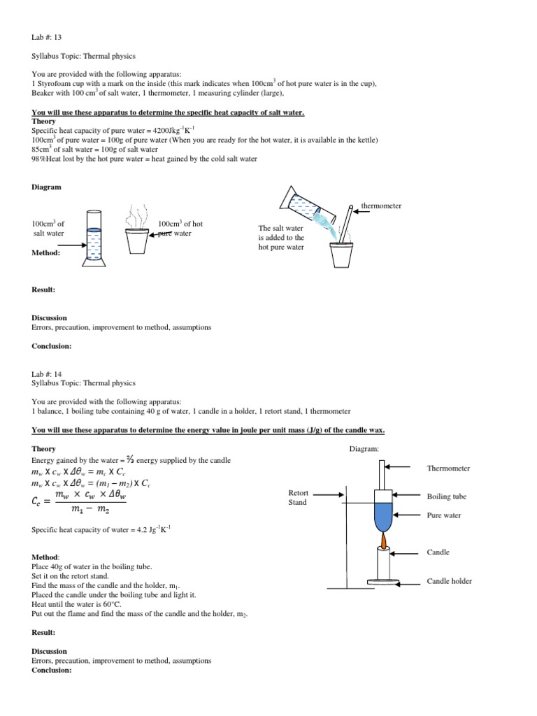 CXC Physics Lab | Download Free PDF | Candle | Heat