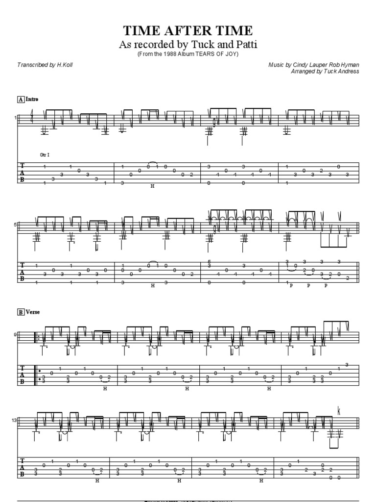Guitar Chords Time After Time