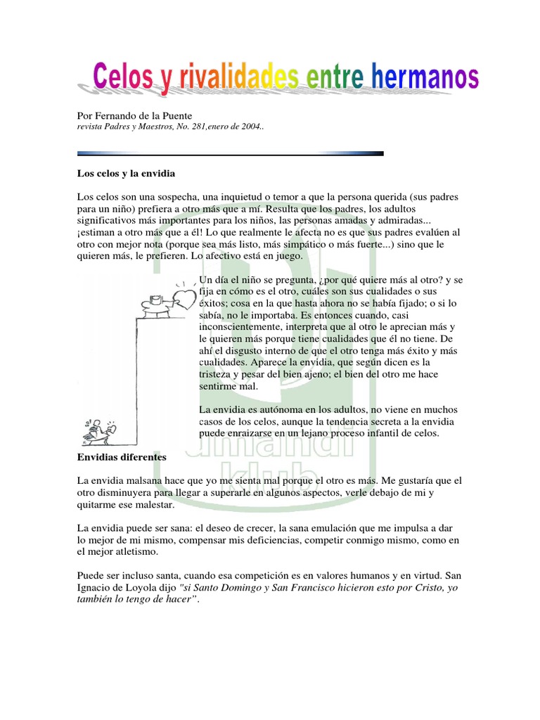 Celos y Rivalidades Entre Hermanos | PDF | Envidia | Autoestima