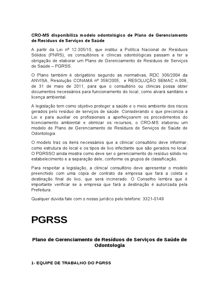 Modelo de Pgrss | Download grátis PDF | Remédio | Bem-estar