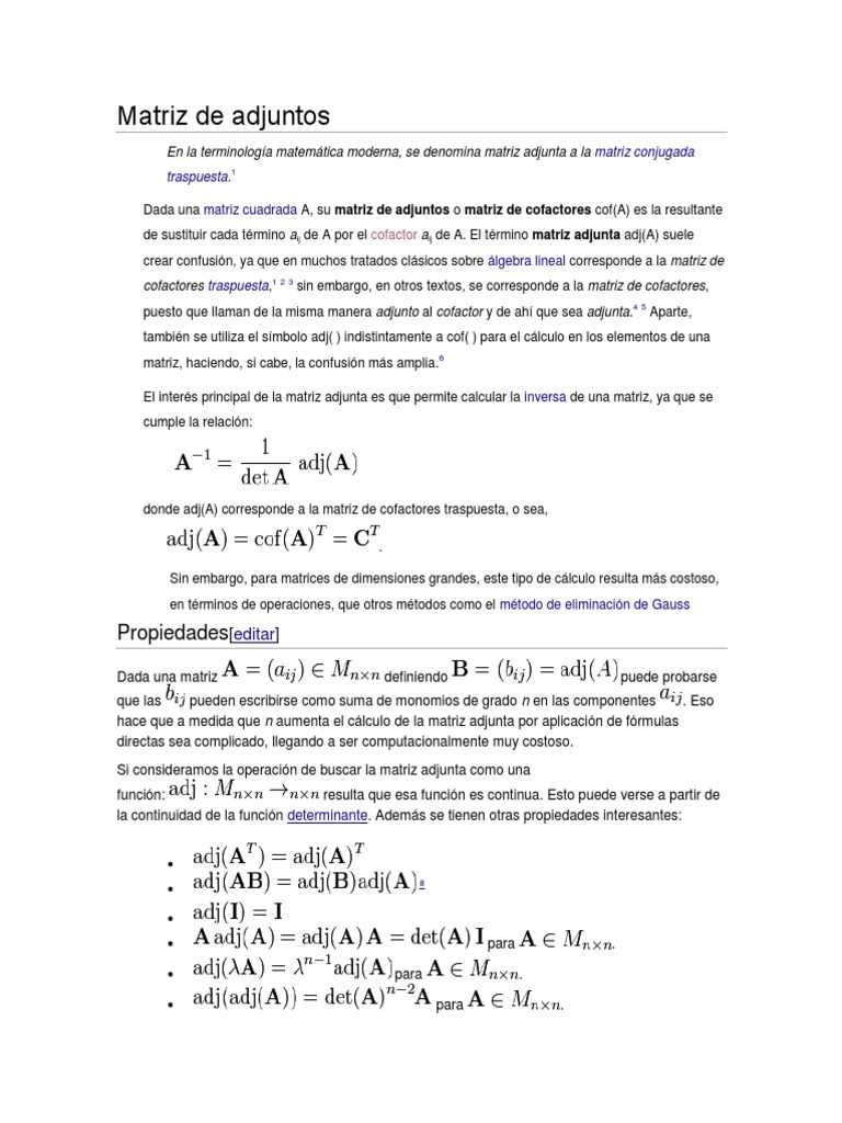 Inversa de Una Matriz Metodo Adjunta | PDF