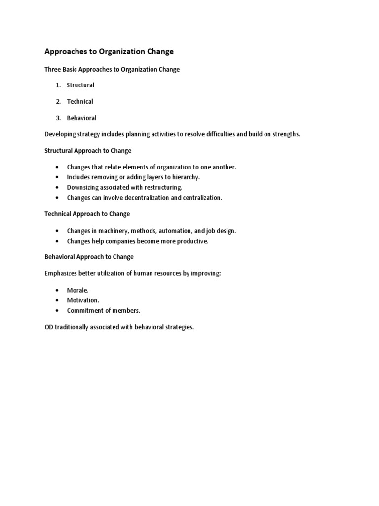 Approaches To Organisational Change | PDF | Career & Growth