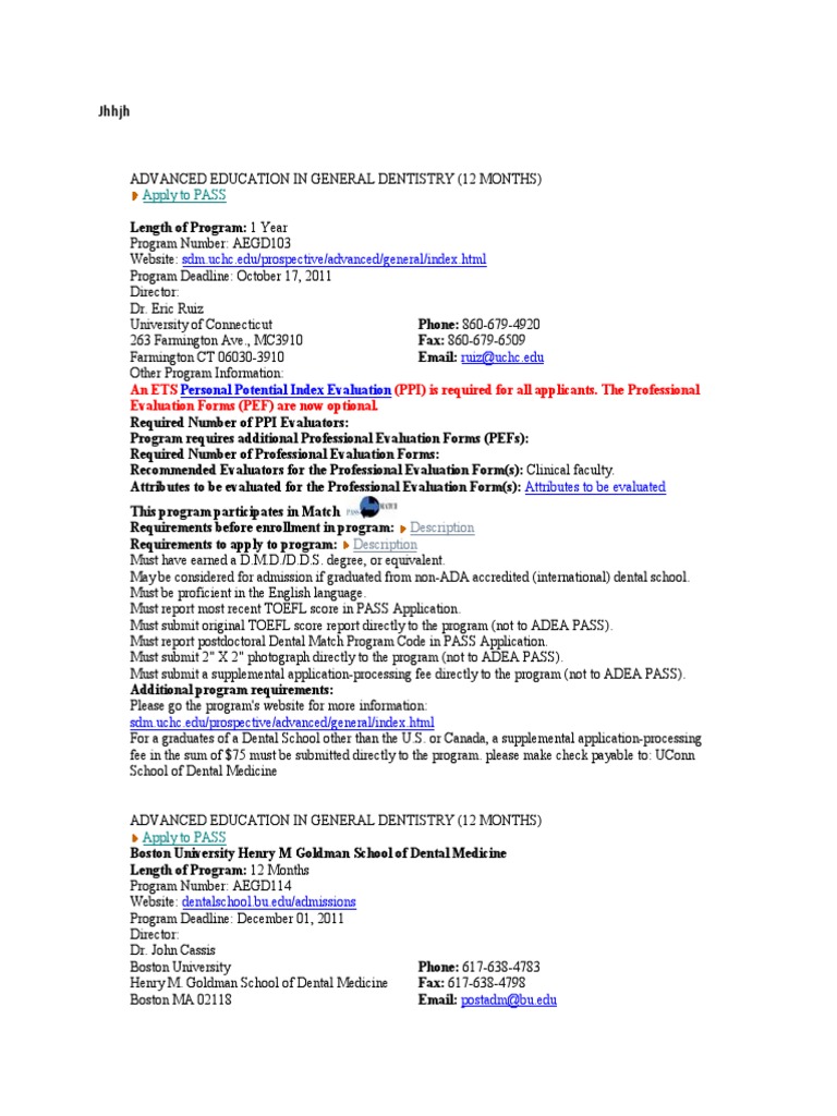 Dental Programs For Foreign Dentist | PDF | Dental Degree | Graduate School