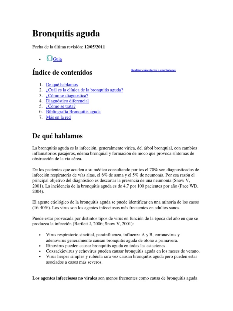Bronquitis Aguda | PDF | Tos | Neumonía