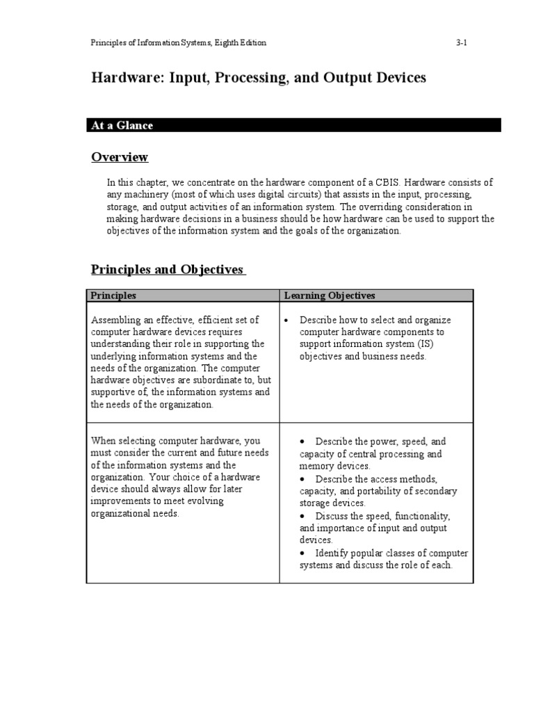 Hardware - Input, Processing, and Output Devices | PDF | Computer Data Storage | Central ...