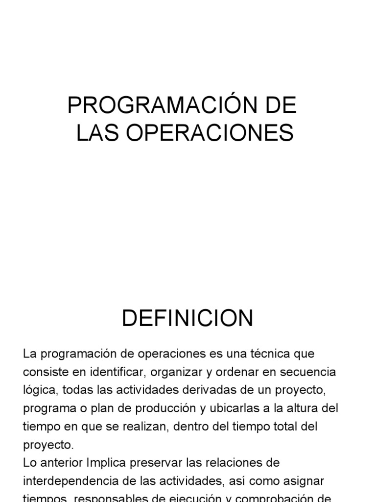 Programacion de Operaciones | PDF