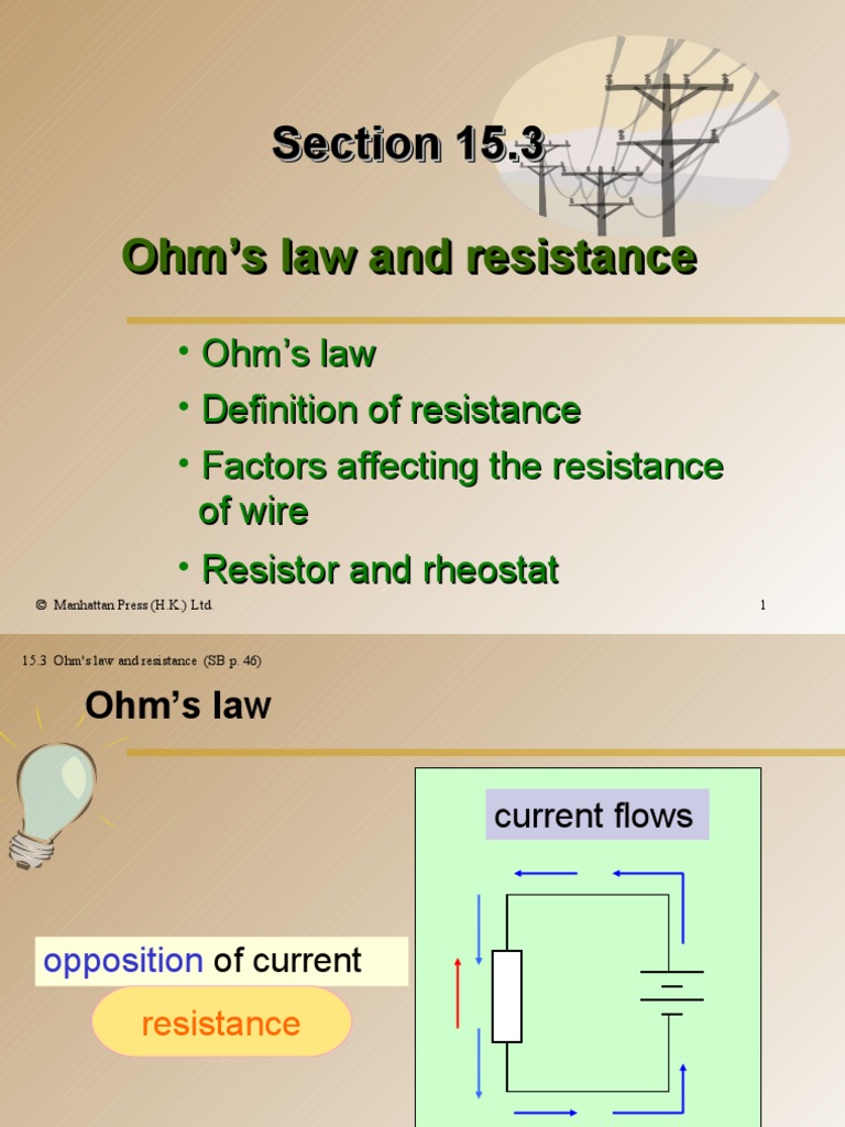Section 15.3 Ohm's Law and Resistance | PDF | Electrical Resistance And ...