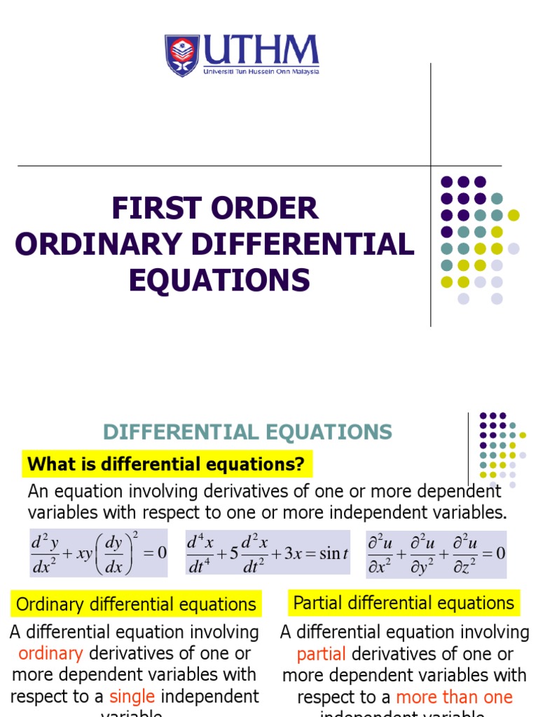 Chap1 1st Ode Pdf System Of Linear Equations Equations