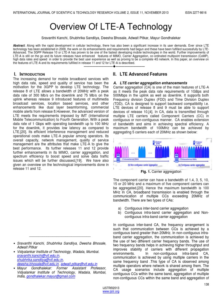 Overview of Lte A Technology | PDF | Lte Advanced | 4 G