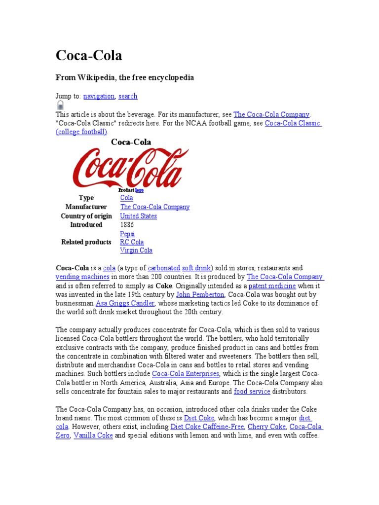 Coca Cola Project | PDF | Coca Cola | Soft Drink