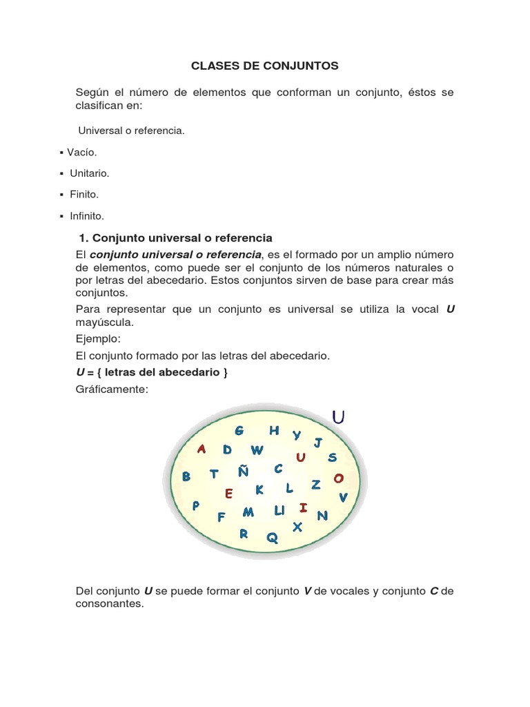 Clases de Conjuntos | PDF | Conjunto (Matemáticas) | infinito