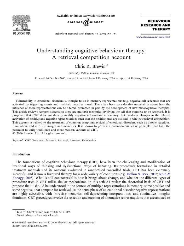 Brewin | PDF | Recall (Memory) | Cognitive Behavioral Therapy