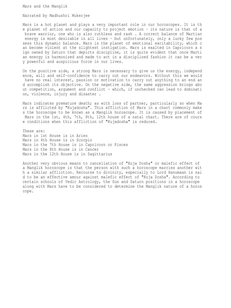 Kuja Dosha | PDF