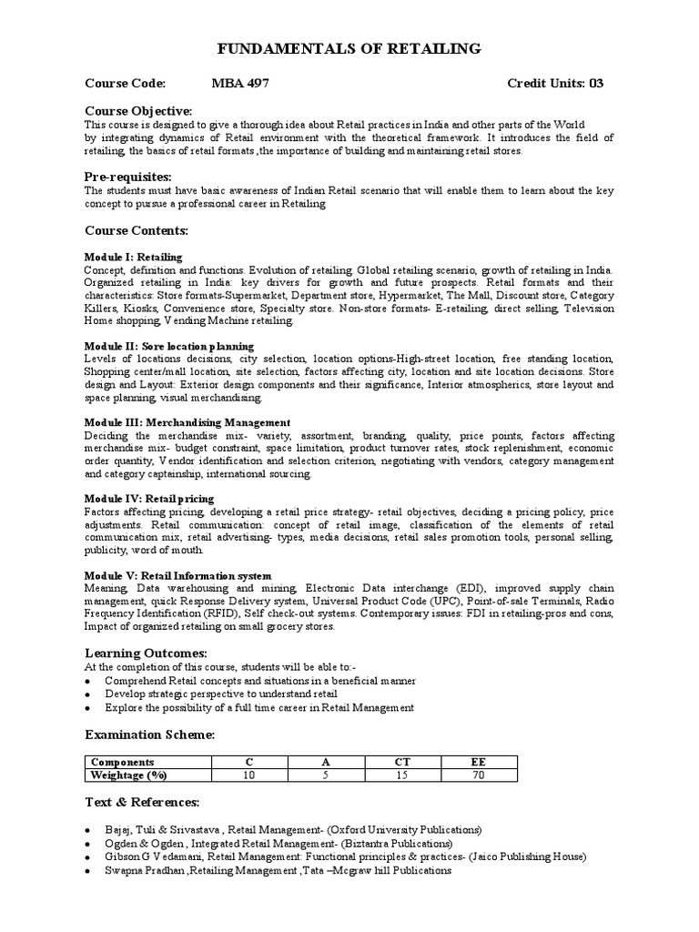 Fundamental of Retailing | Download Free PDF | Retail | Business