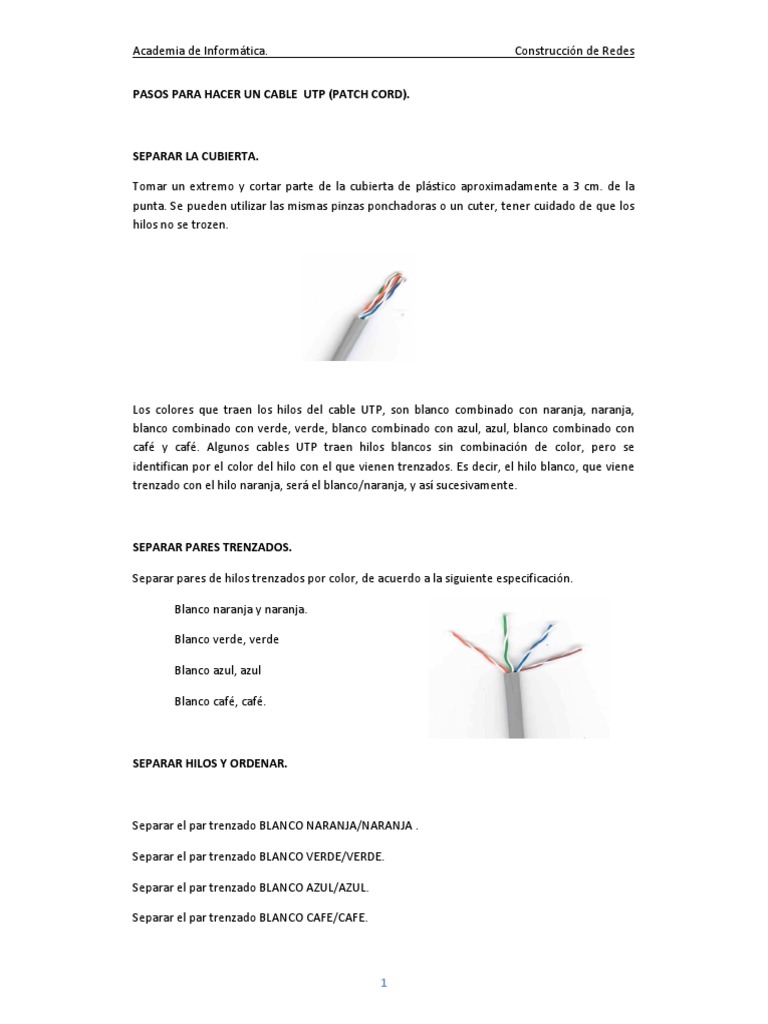 Cómo Armar un Cable UTP Correctamente | PDF | Bienes manufacturados ...