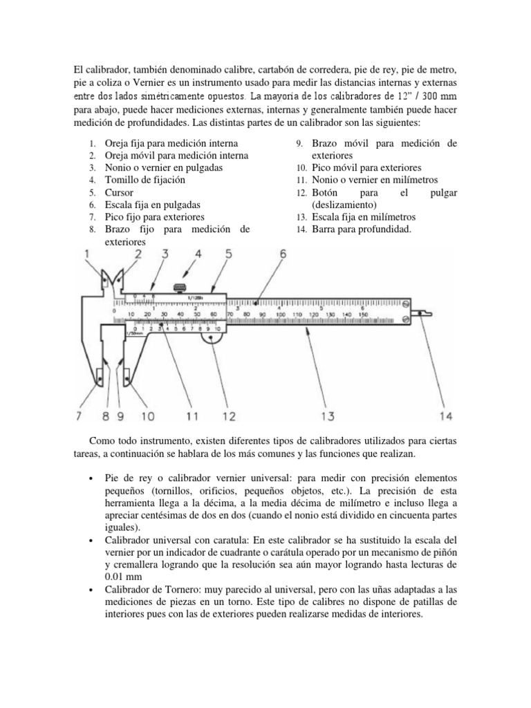 Partes y funciones del calibrador vernier | PDF | Observación ...