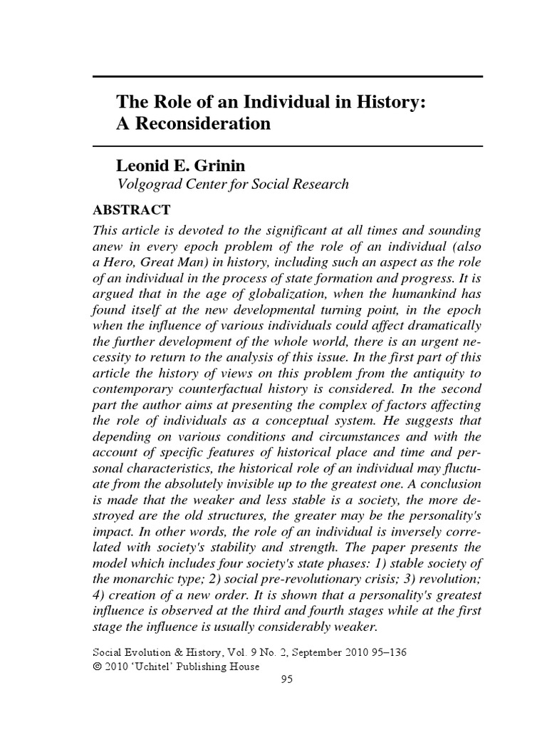 The Role of The Individual in History | PDF | Marxism | Hero