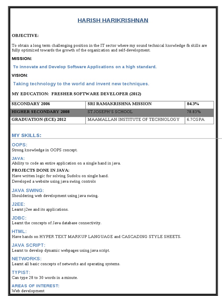 Harish Software Developer | PDF | Computer Data | Computer Science