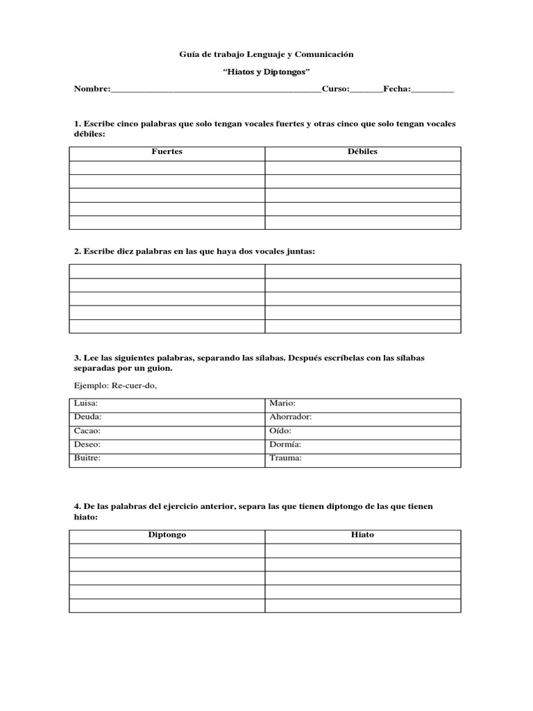 Hiatos y Diptongos: Guía Práctica | PDF