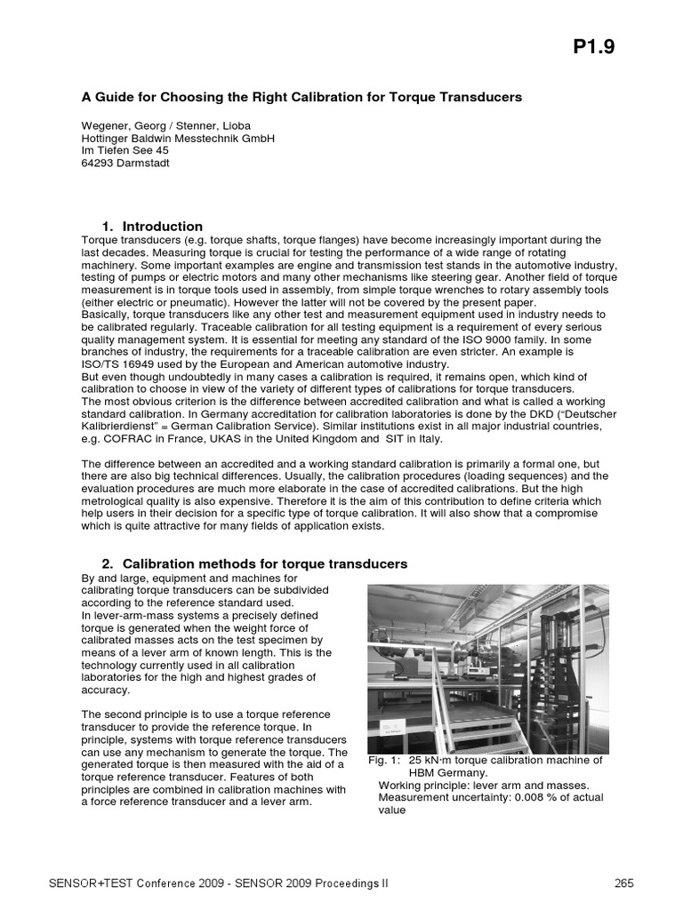 Torque Transducer Calibration Guide | PDF | Calibration | Metrology