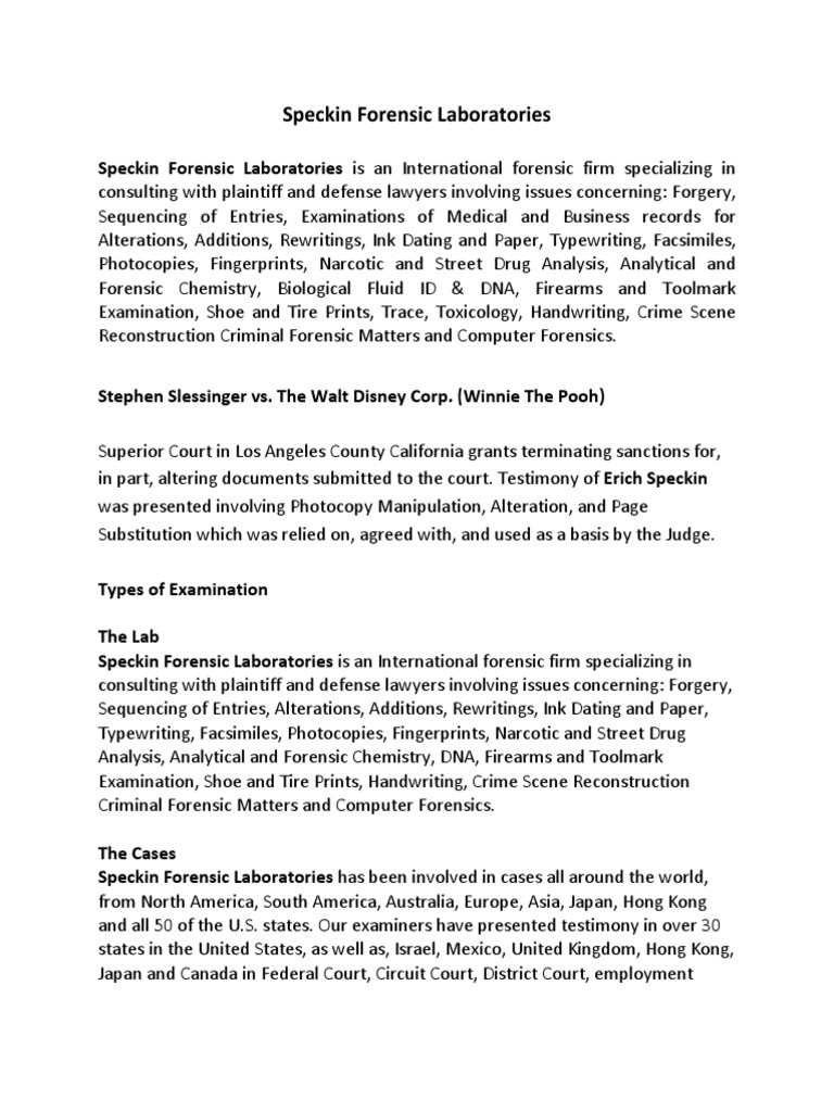 Speckin Forensic Laboratories | PDF | Forensic Science | Crime Scene