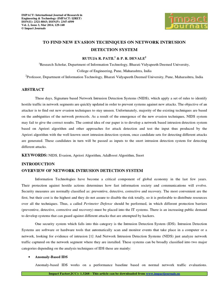 To Find New Evasion Techniques On Network Intrusion Detection System ...