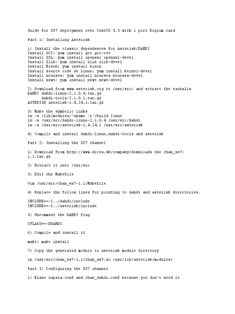Guide For Chan - SS7 Deployment Over CentOS 5 | PDF | Computer ...