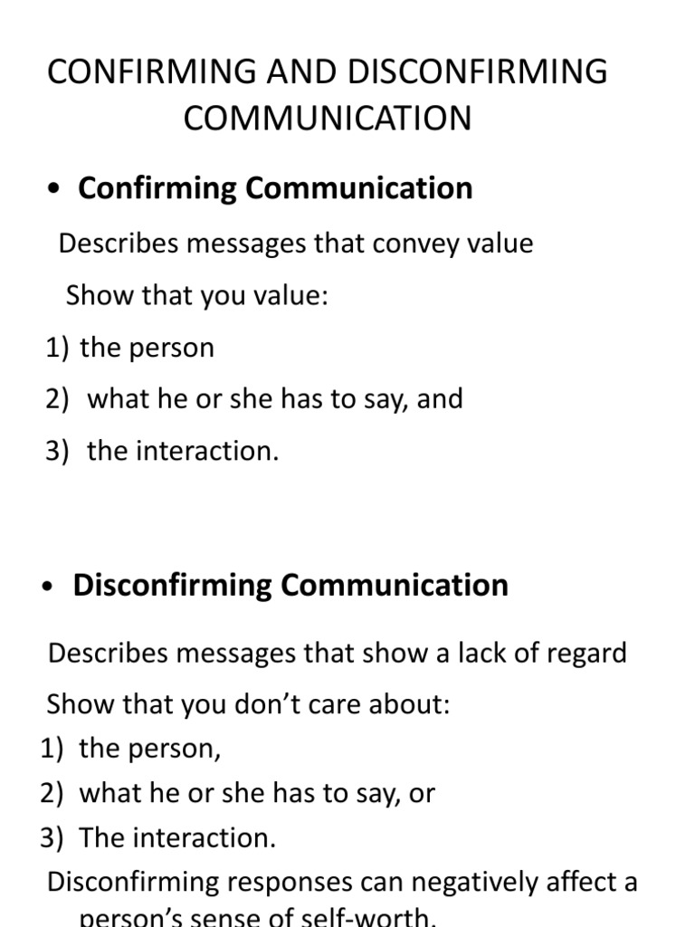 Confirming and Disconfirming Communication | PDF