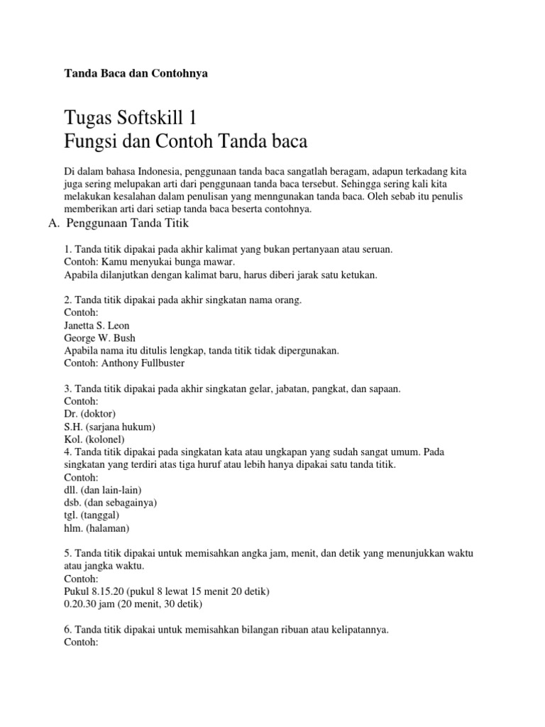 Tanda Baca Dan Contohnya | PDF