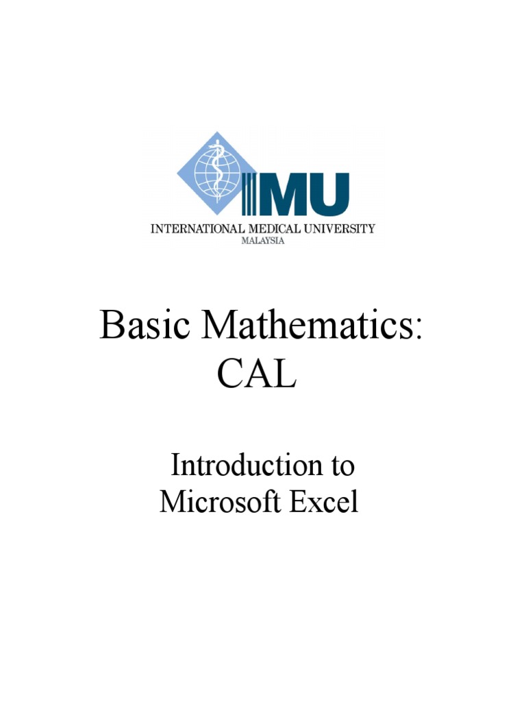Basic Mathematics: CAL: Introduction To Microsoft Excel | PDF ...