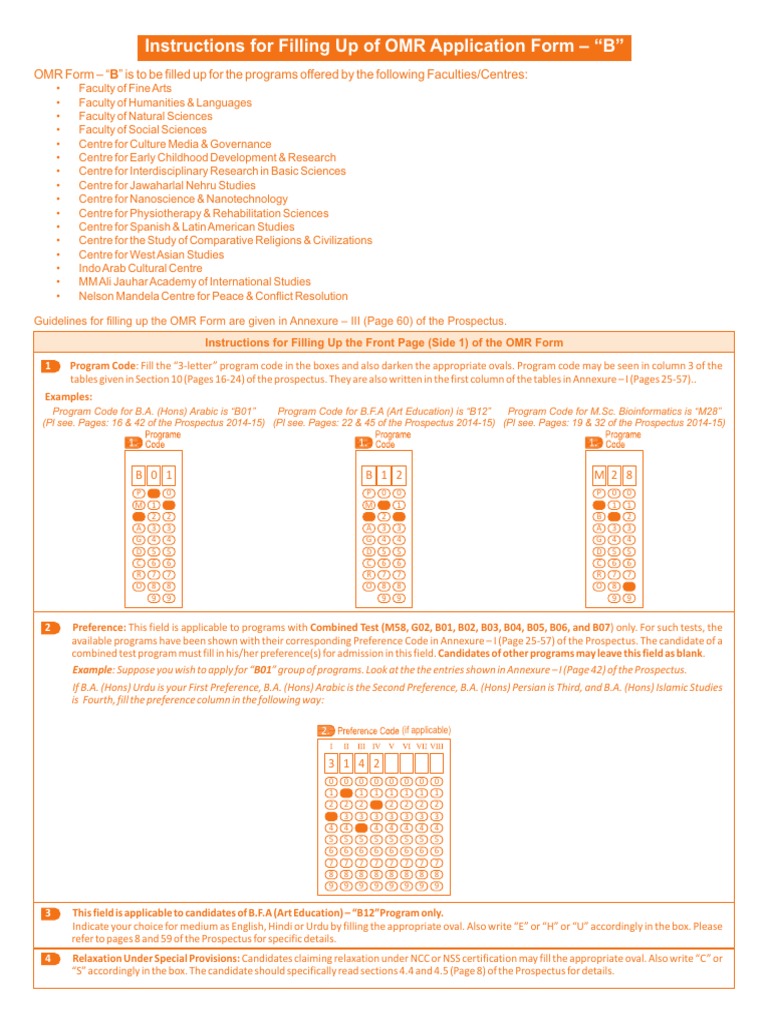 Instructions For OMR Form B | PDF | Address (Geography) | Identity Document