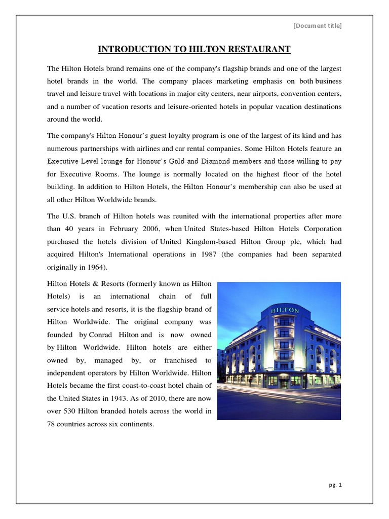 Introduction To Hilton Restaurant: (Document Title) | PDF | Hilton ...