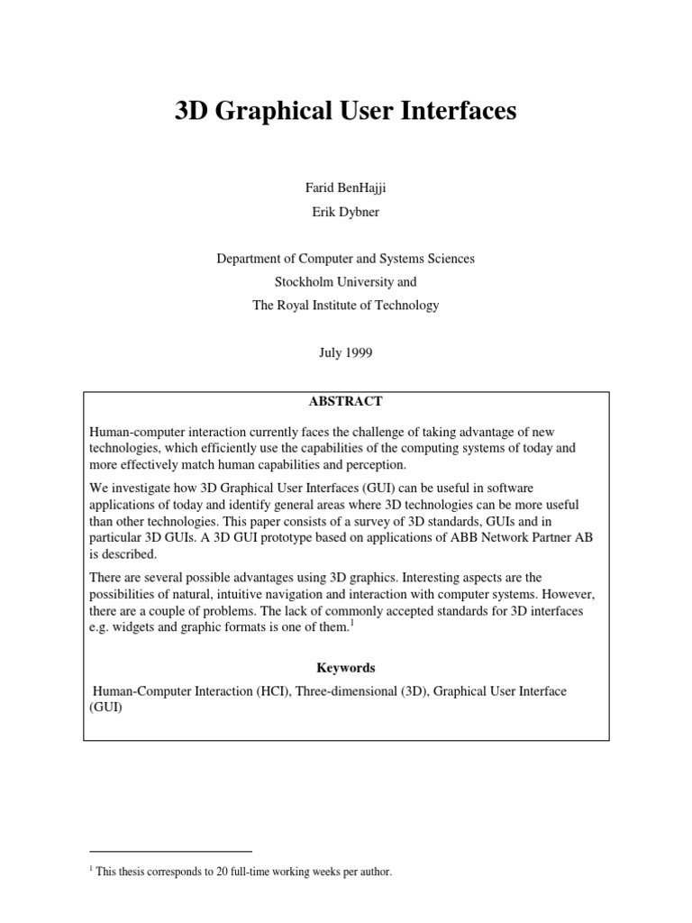 3D Graphical User Interfaces | PDF | Graphical User Interfaces | Virtual Reality
