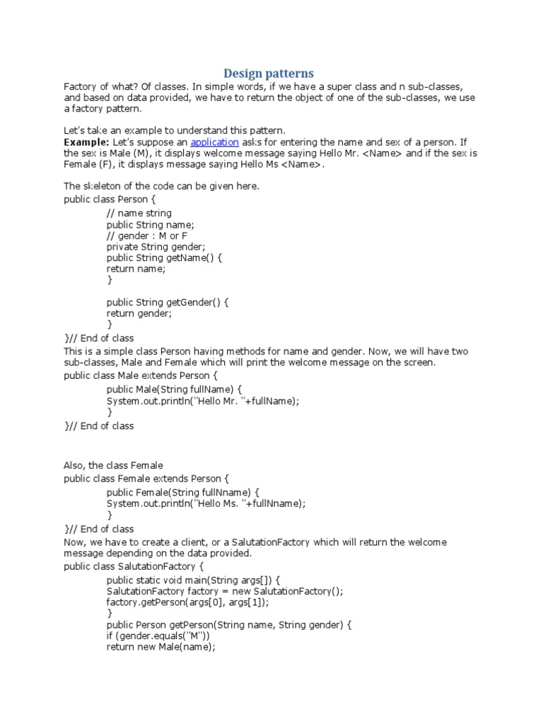 Design Patterns Pdf Class Computer Programming Method Computer