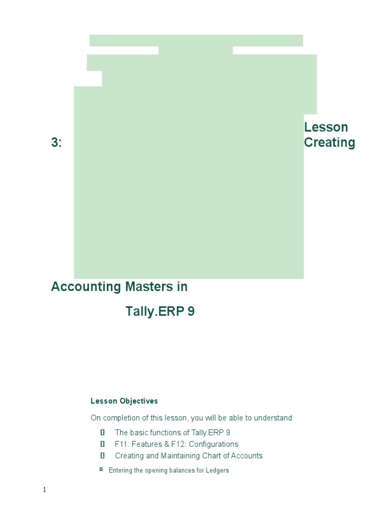 Creating Accounting Masters in Tally - Erp 9 | Download Free PDF ...