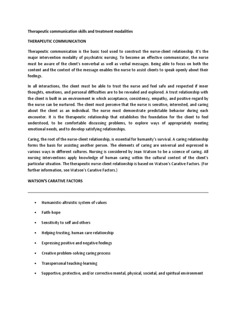 Therapeutic Communication in Nursing | PDF | Eye Movement ...