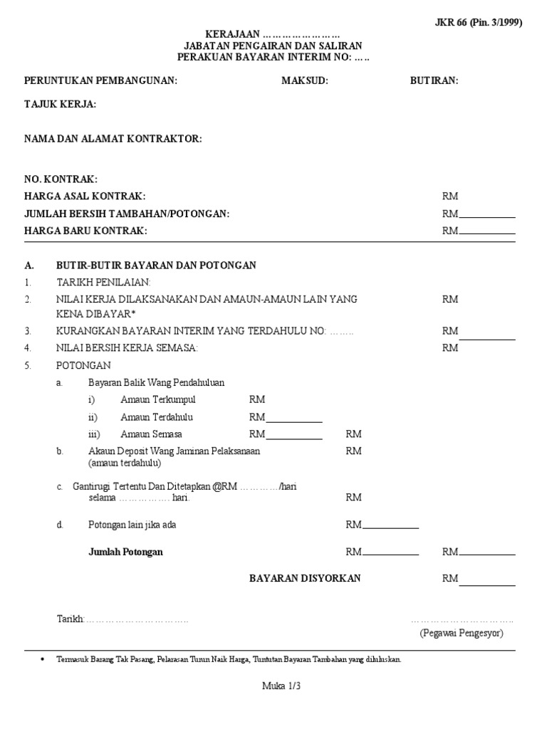 Borang JKR 66 | PDF