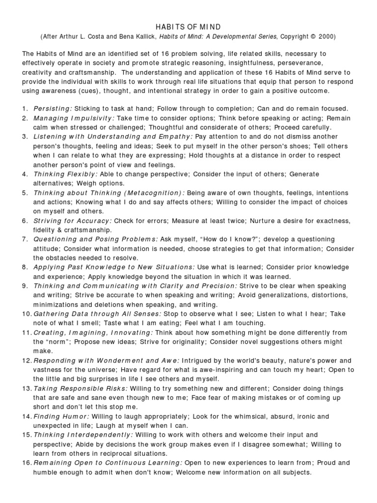 Habits of Mind | PDF