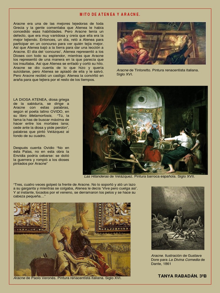 Mito de Atenea y Aracne: Desafío y Castigo | PDF | Poesía