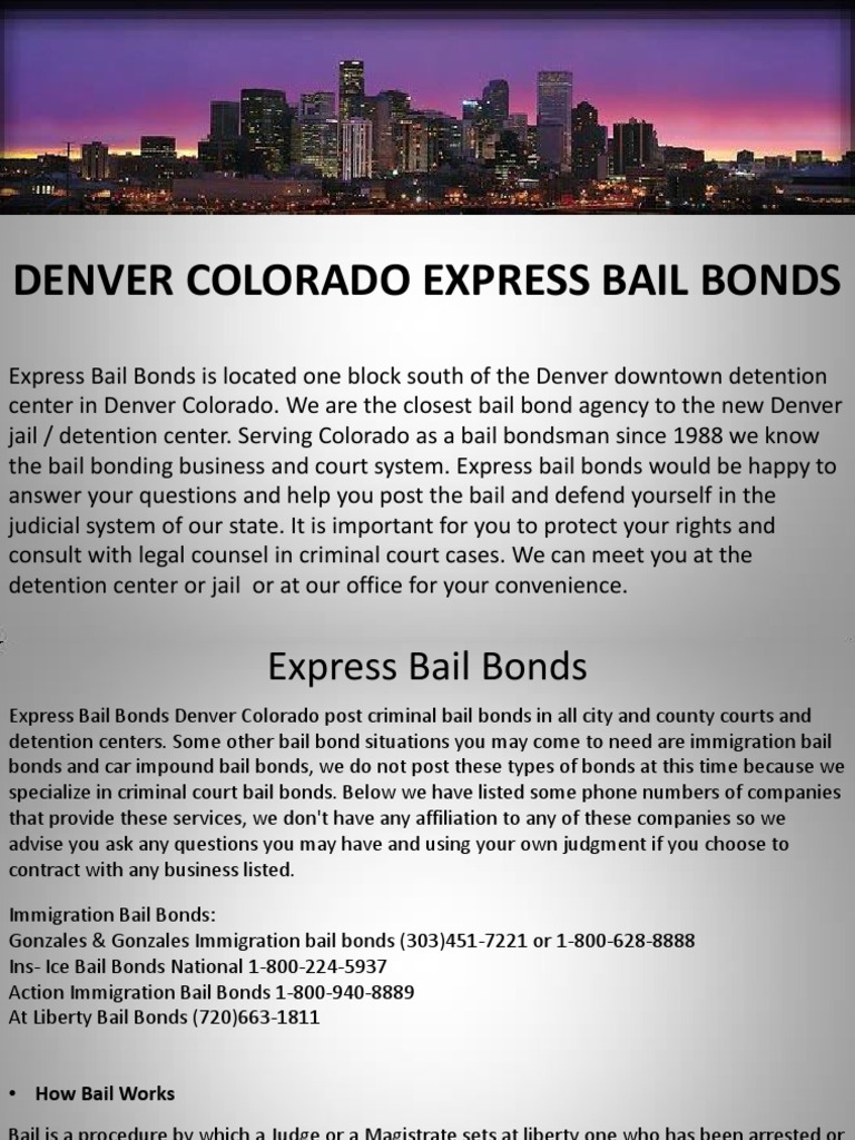 Express Bail Bonds Denver Colorado | PDF | Bail | Surety Bond