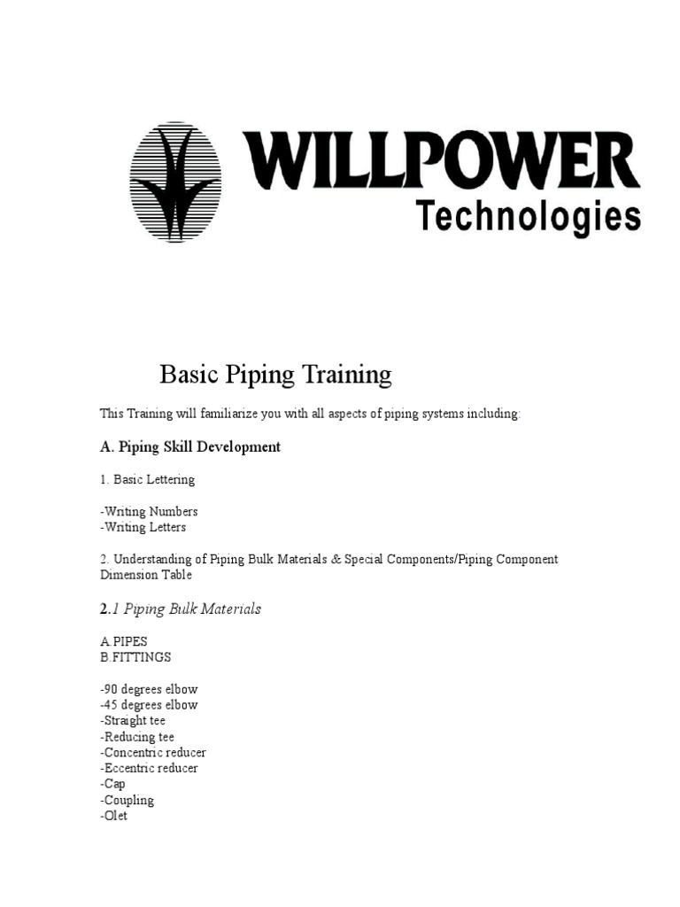 Basic Piping Training: A. Piping Skill Development | PDF | Applied And ...