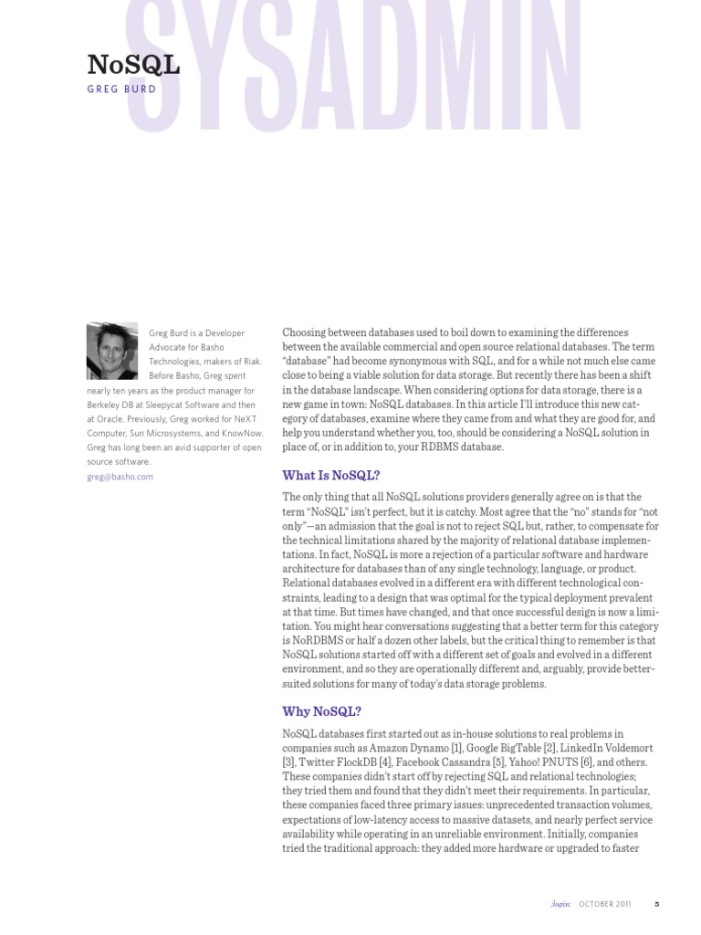 Nosql: Greg Burd | PDF | No Sql | Scalability
