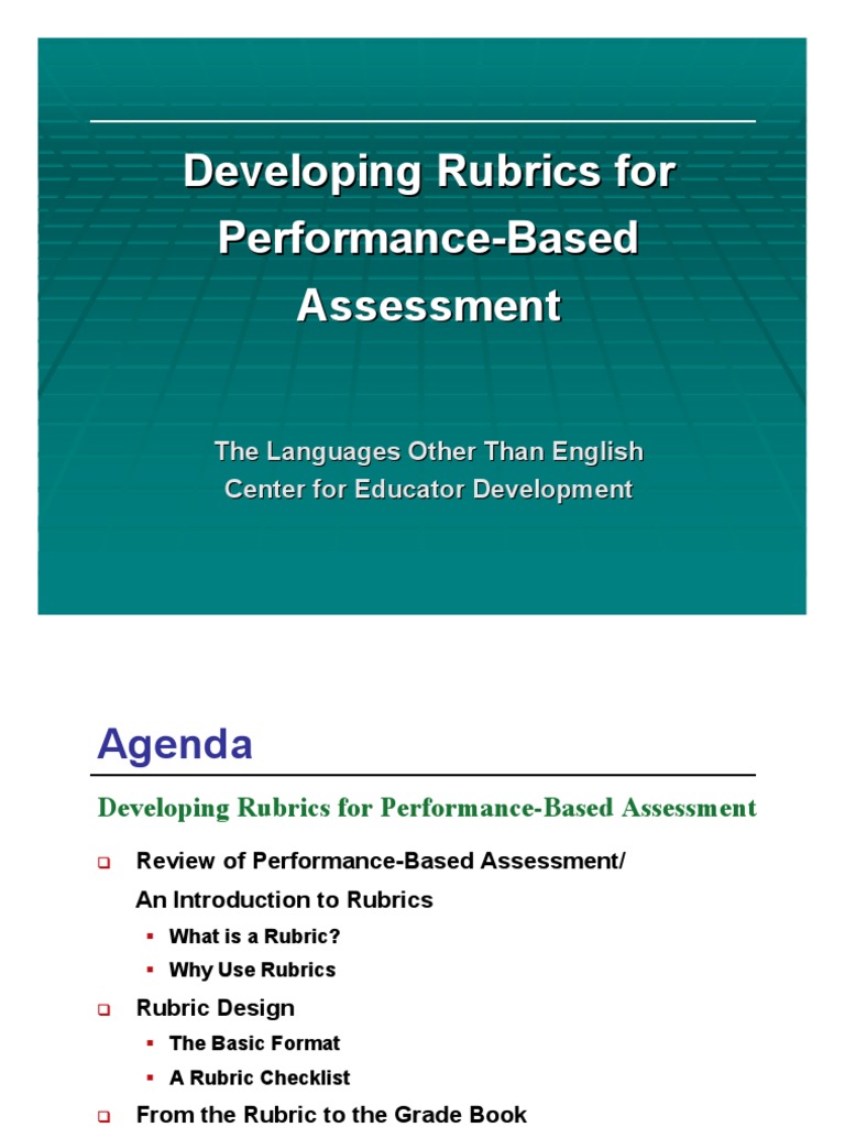 Developing Rubrics For Performance-Based Assessment | Download Free PDF ...
