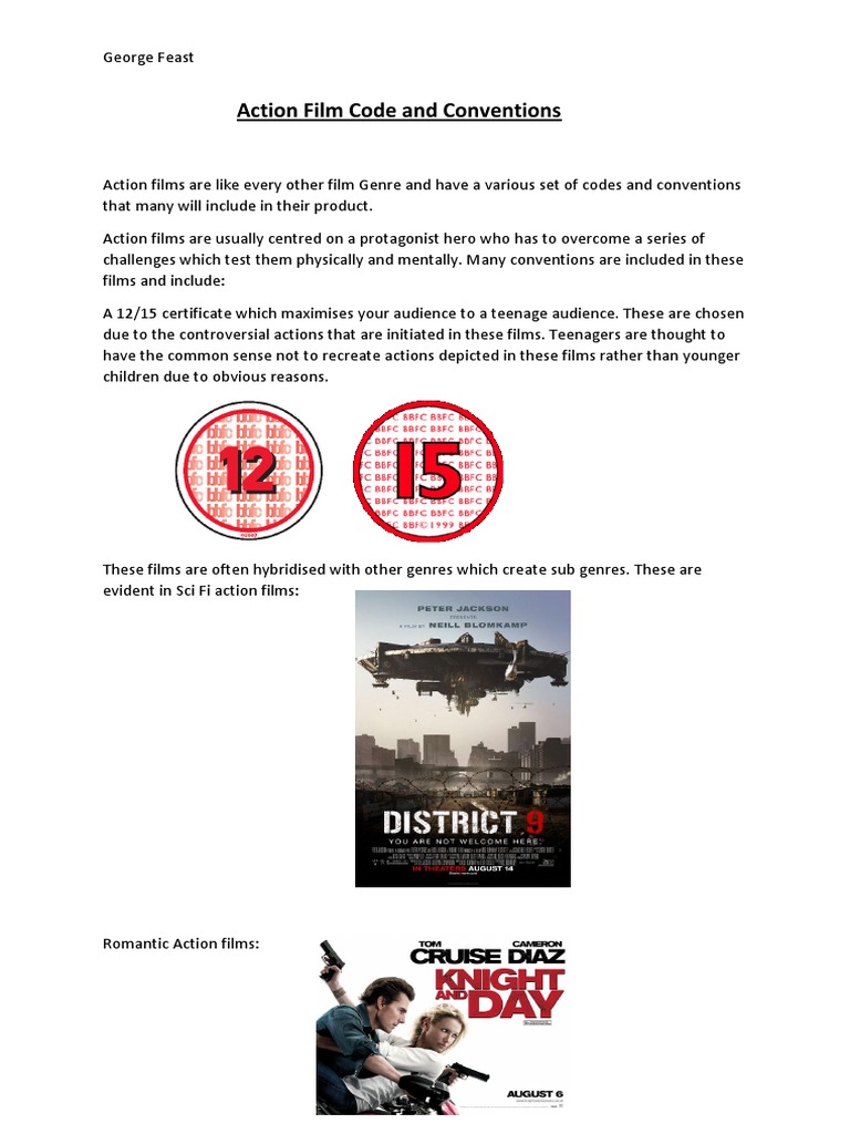 Action Film Codes and Conventions | PDF | Action Films | Hero