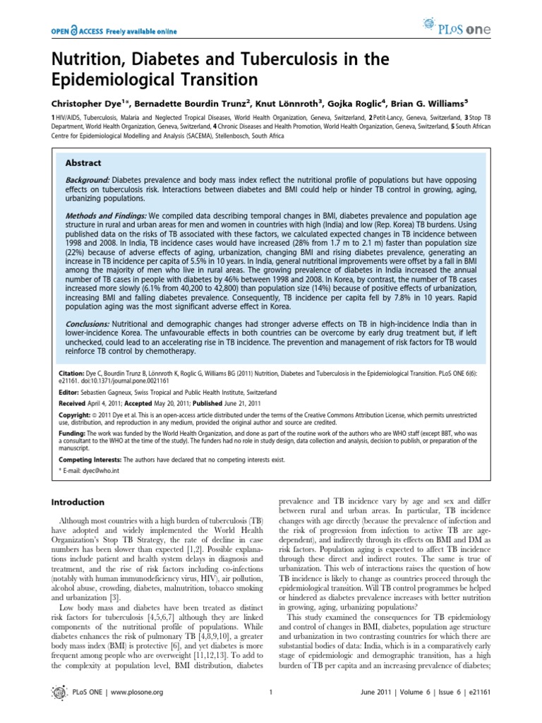 Nutrition | PDF | Tuberculosis | Incidence (Epidemiology)