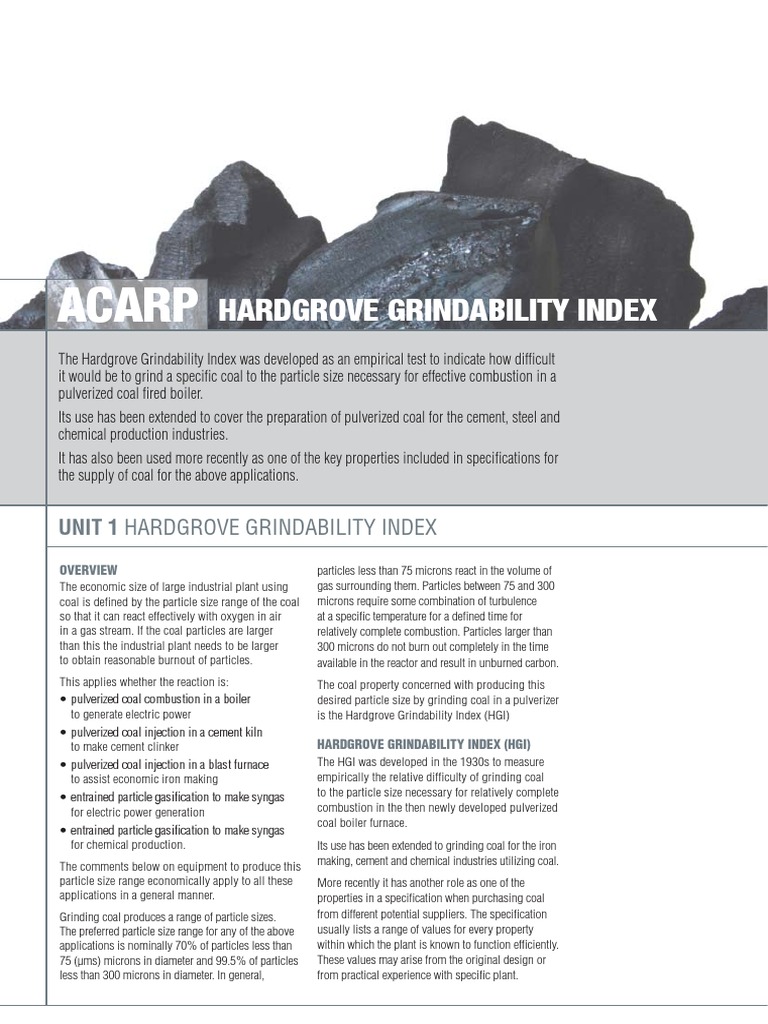 Hardgrove Grindability Index - HGI | Mill (Grinding) | Gasification