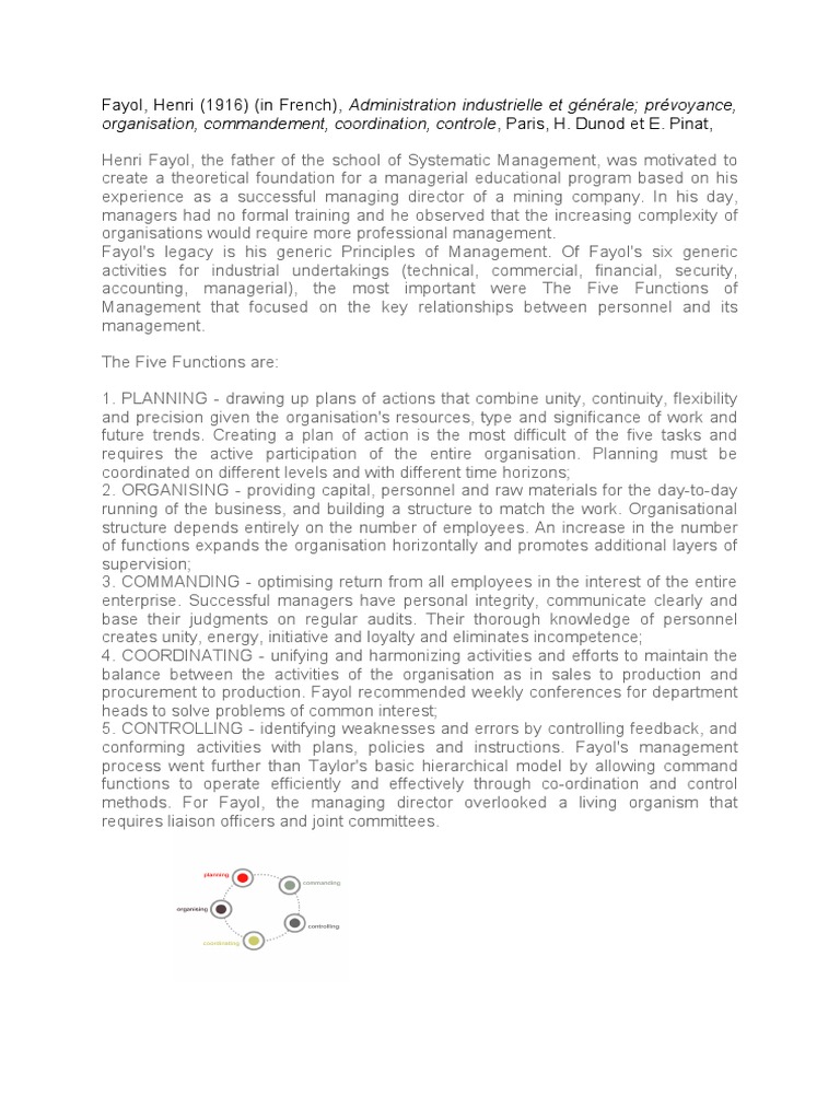 Fayol - 5 Functions of Management | PDF | Business