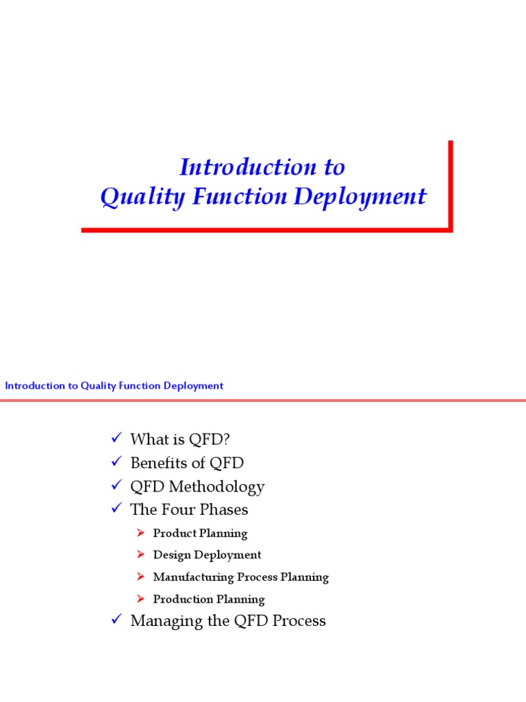 Introduction To Quality Function Deployment | PDF