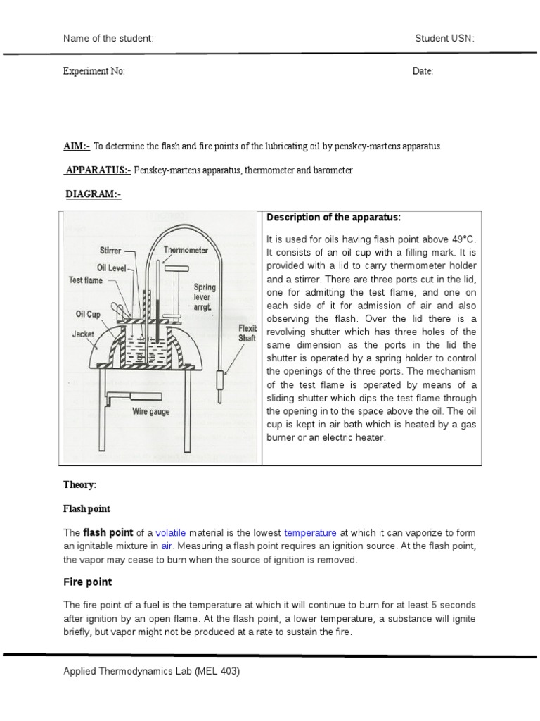 Flash Point | Chemistry | Chemical Process Engineering